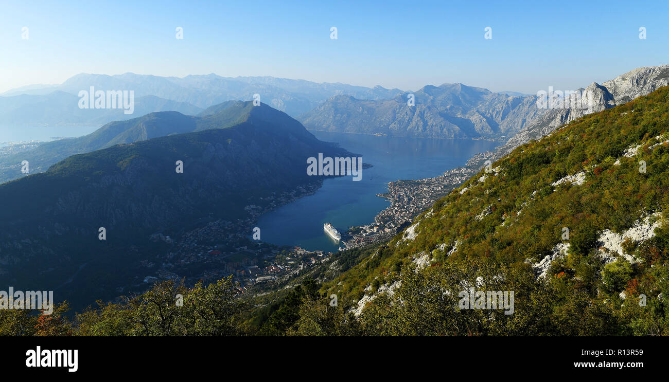 Kotor Bay and mountains in Montenegro Stock Photo - Alamy