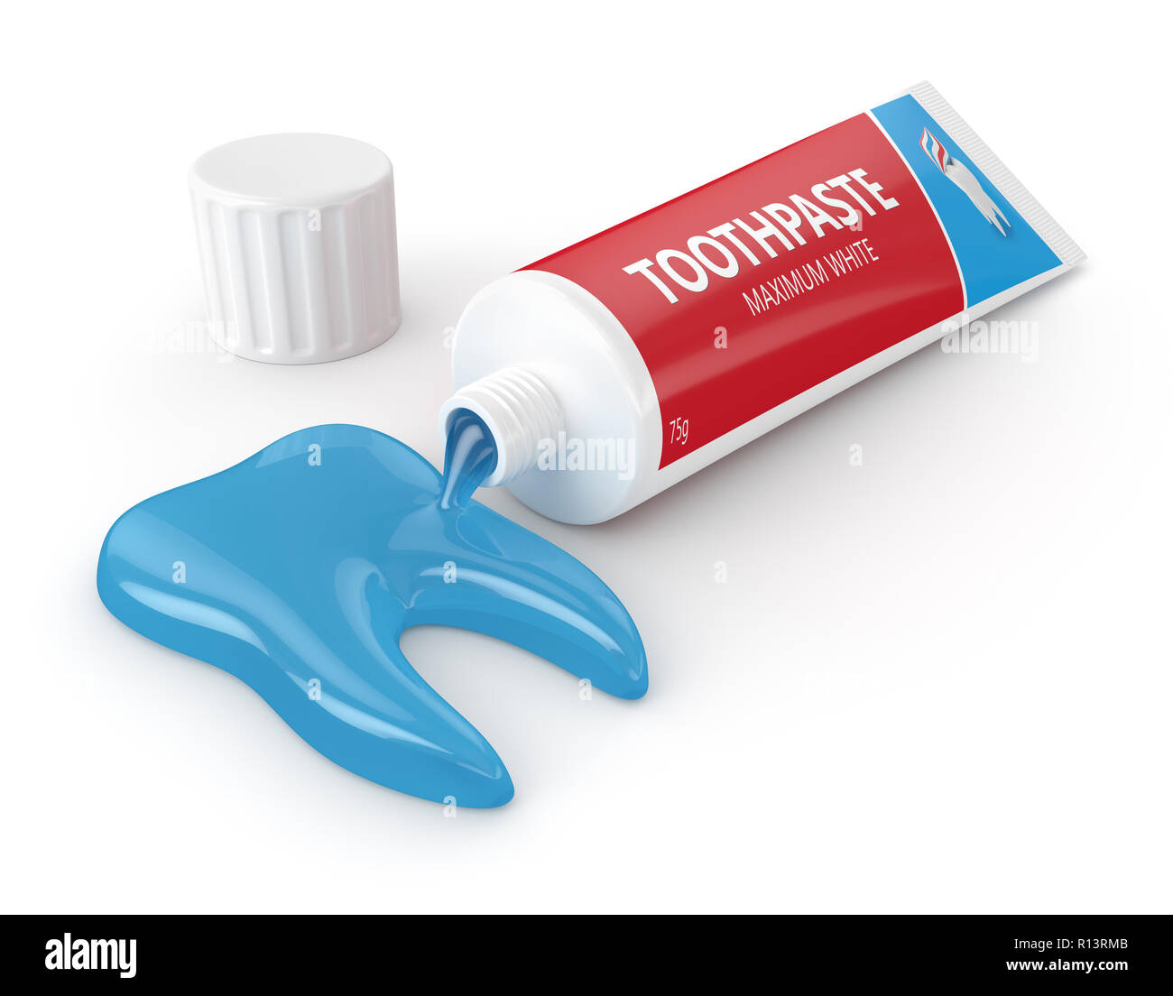 3d render of toothpaste with tooth isolated over white background Stock ...