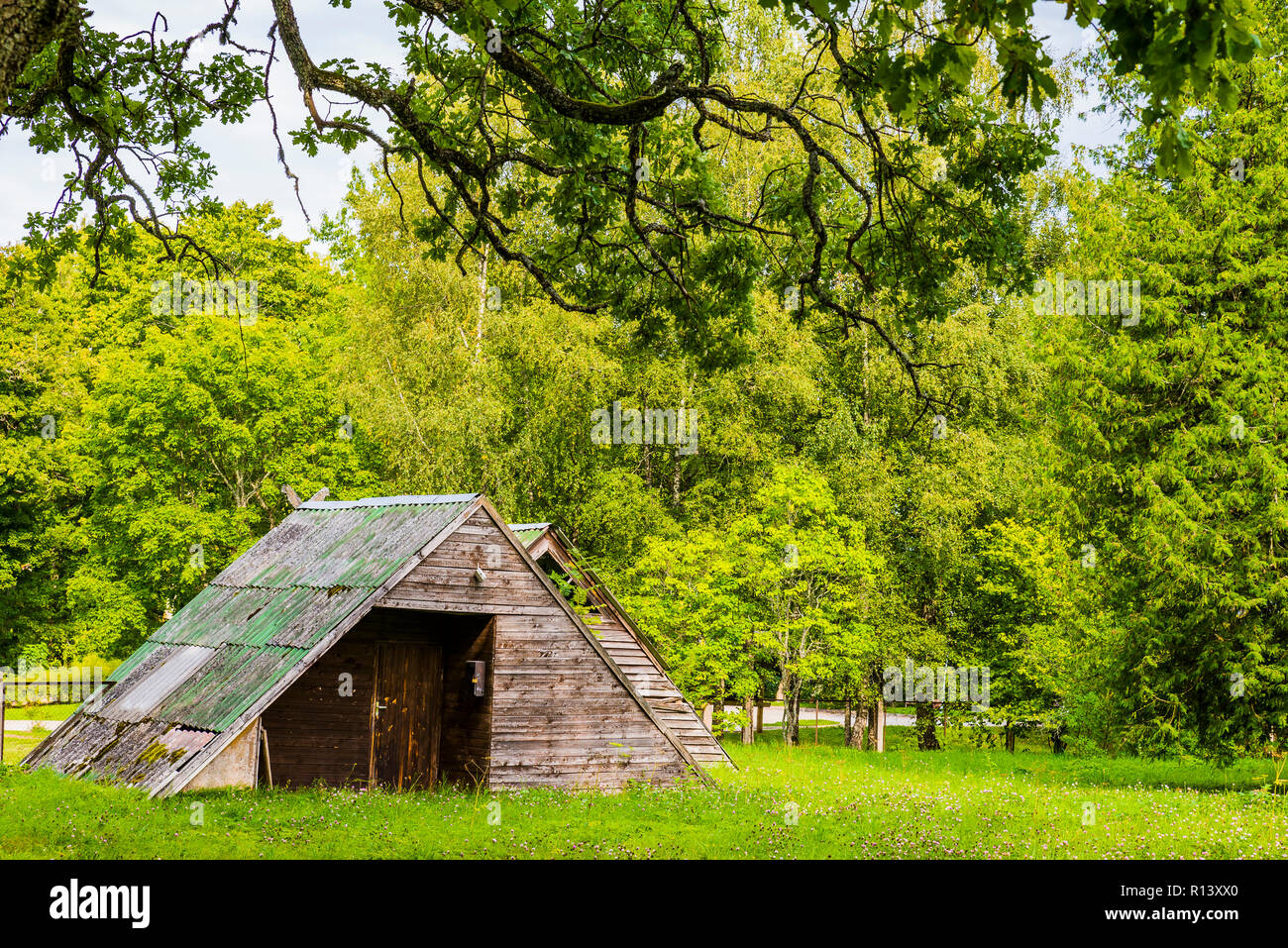 Wooden cabin, Gauja National Park, Krimulda, Latvia, Baltic states ...