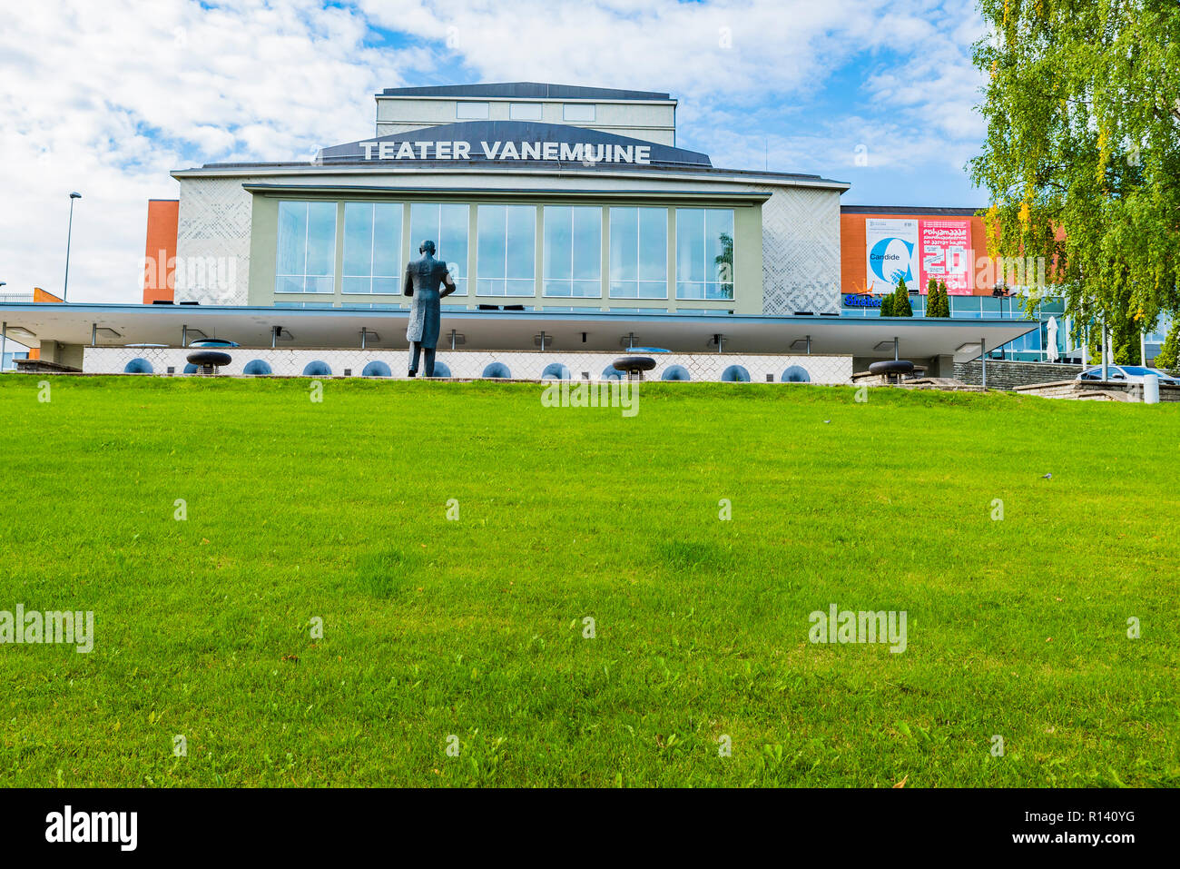 Eduard Tubin memorial in front of Vanemuine theatre. Tartu, Tartu ...