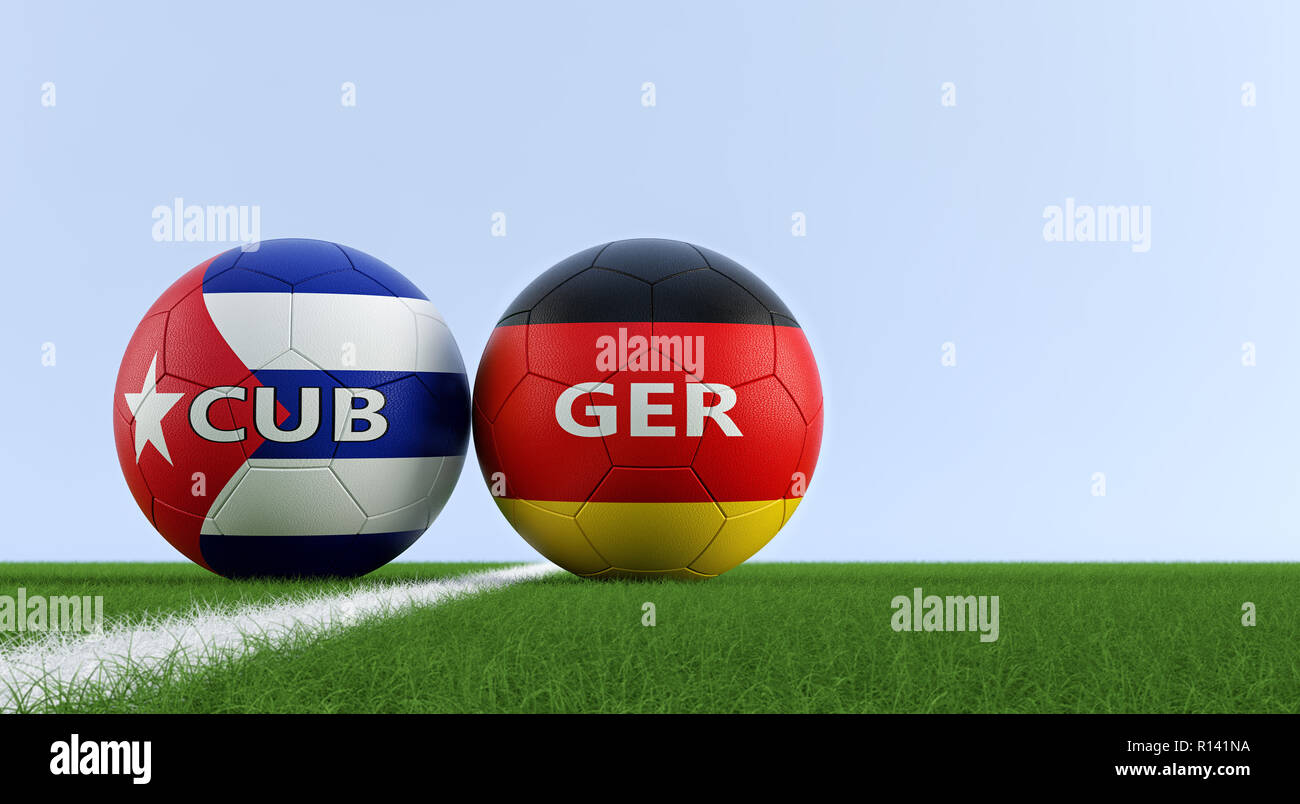 Germany vs. Cuba Soccer Match - Soccer balls in Germany and Cuba ...
