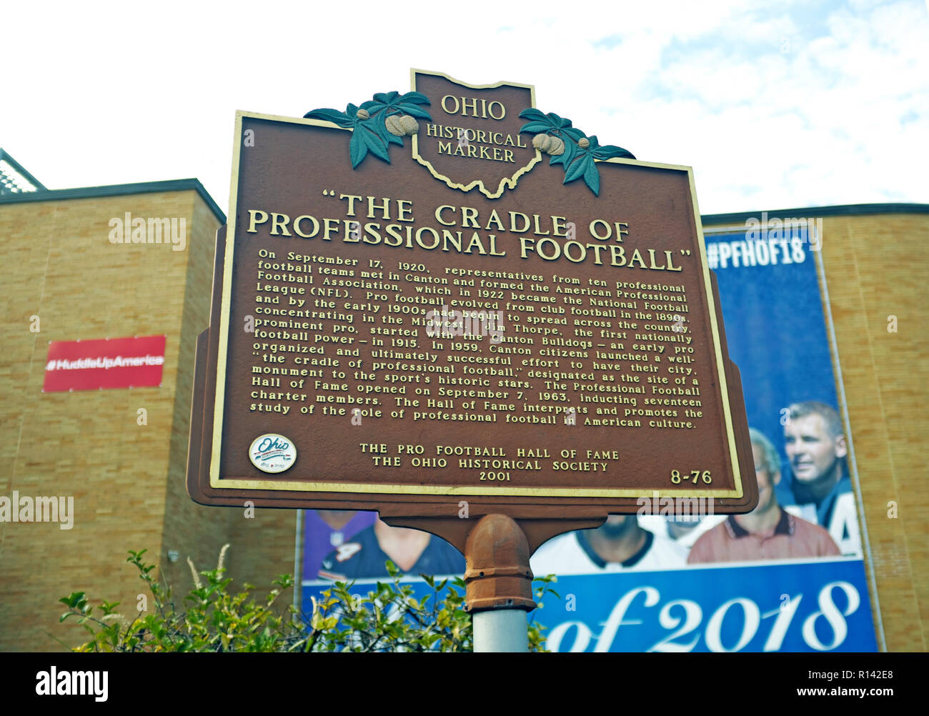 An Ohio historical marker for the Pro Football Hall of Fame in Canton ...