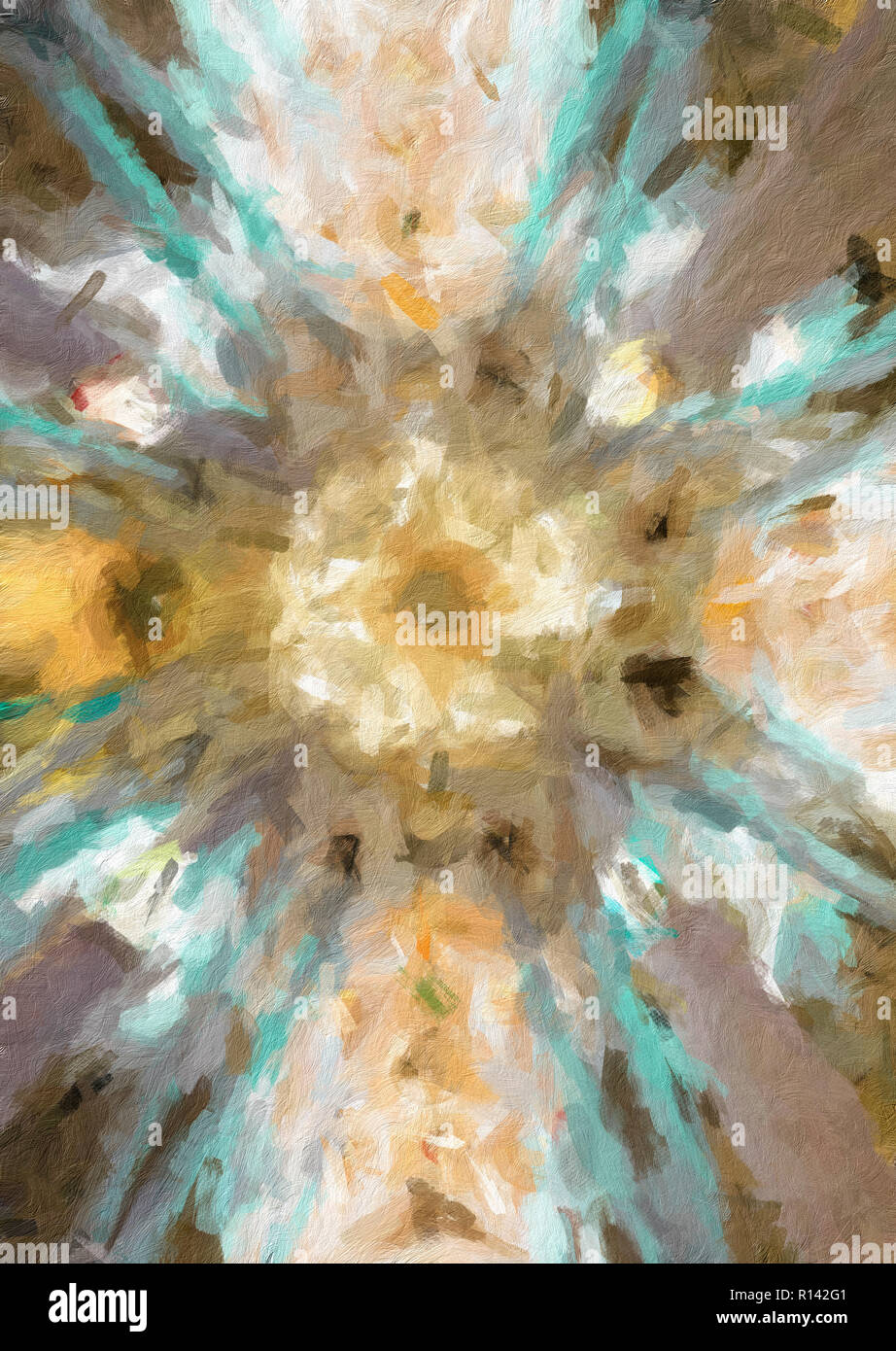 Abstract digital oil painting on canvas full of texture and bright ...