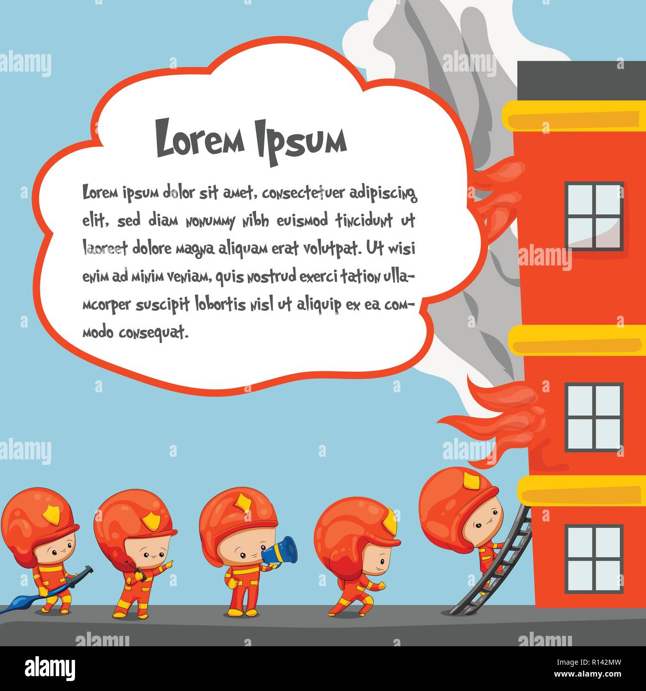 cute firefighter in actions Stock Vector Image & Art - Alamy