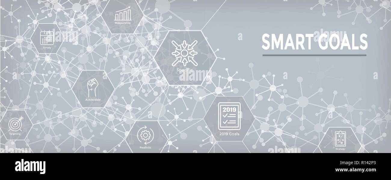 2019 SMART Goals Vector graphic with various Smart goal keywords Stock ...