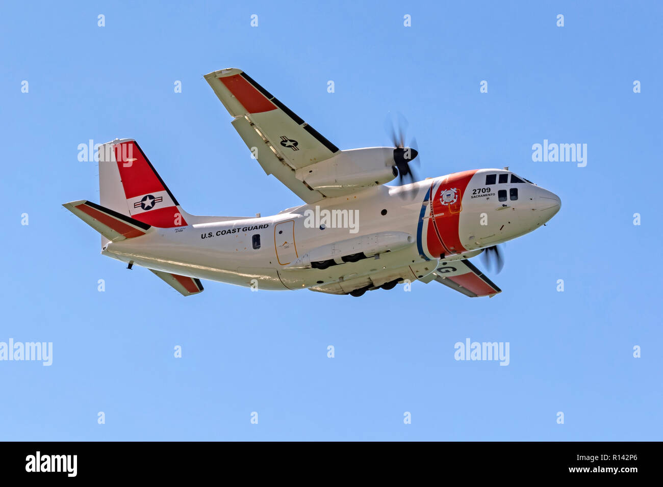 Coast Guard aircraft flying at the Huntington Beach Airshow Stock Photo ...