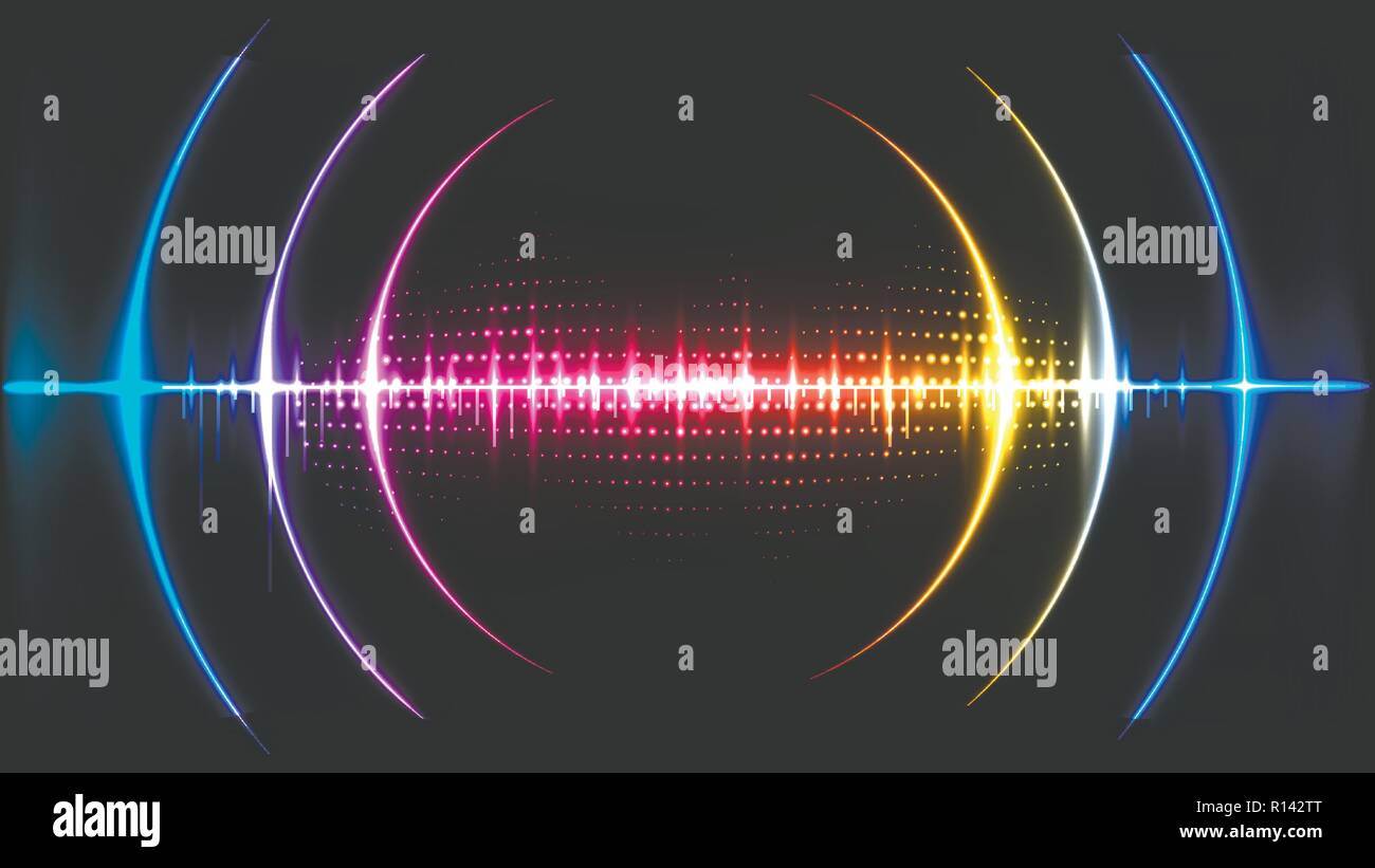 Abstract digital technology wave sound signal concept background ...