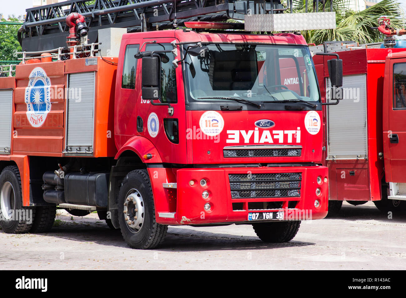 Red turkish fire engine hi-res stock photography and images - Alamy