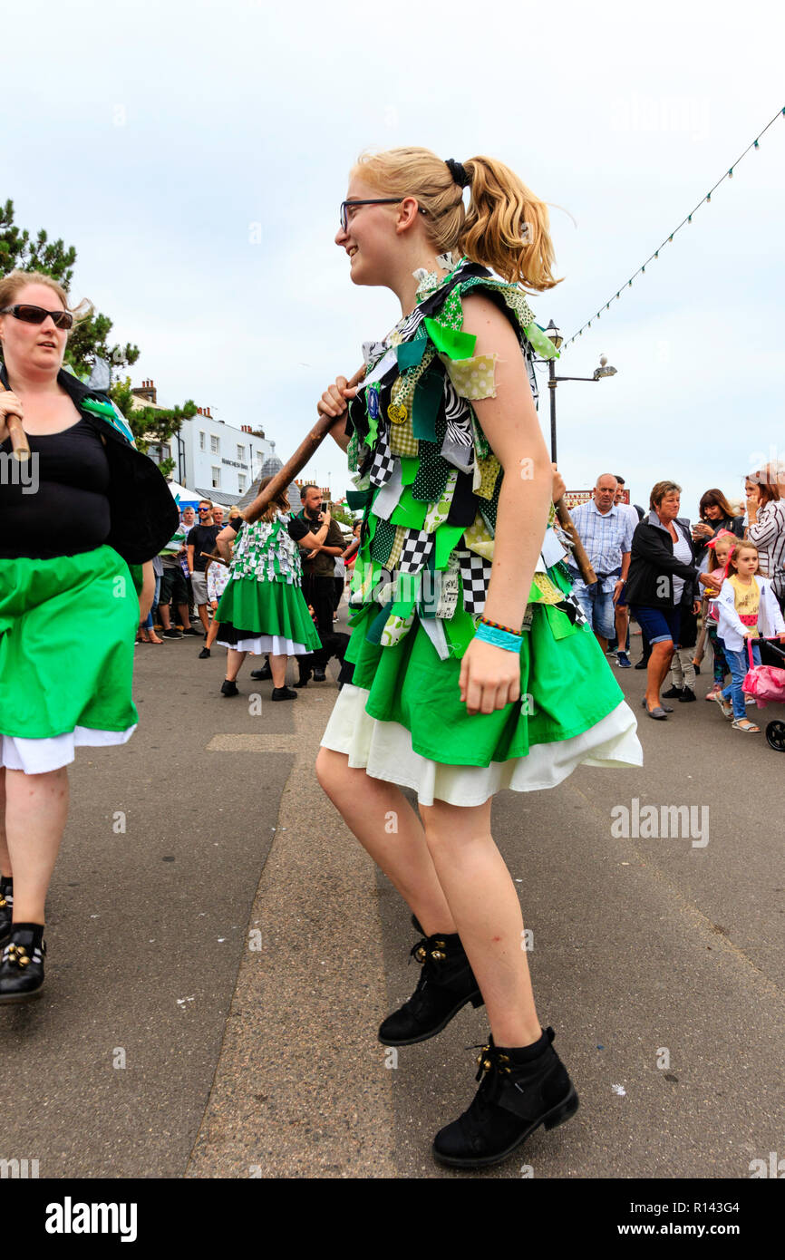Broadstairs Folk week festival. Offcumduns all women Morris side ...