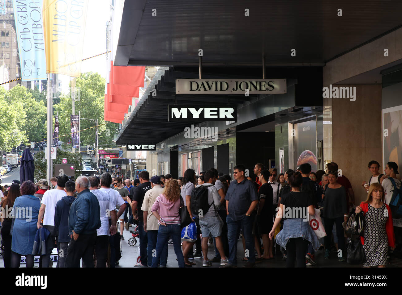 David Jones and Myer department stores, Bourke Street, Melbourne ...