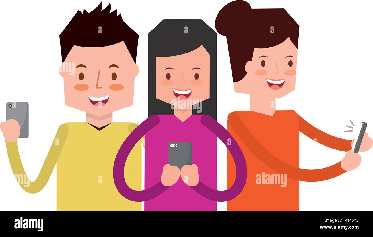 people group using mobile social media vector illustration Stock Vector ...