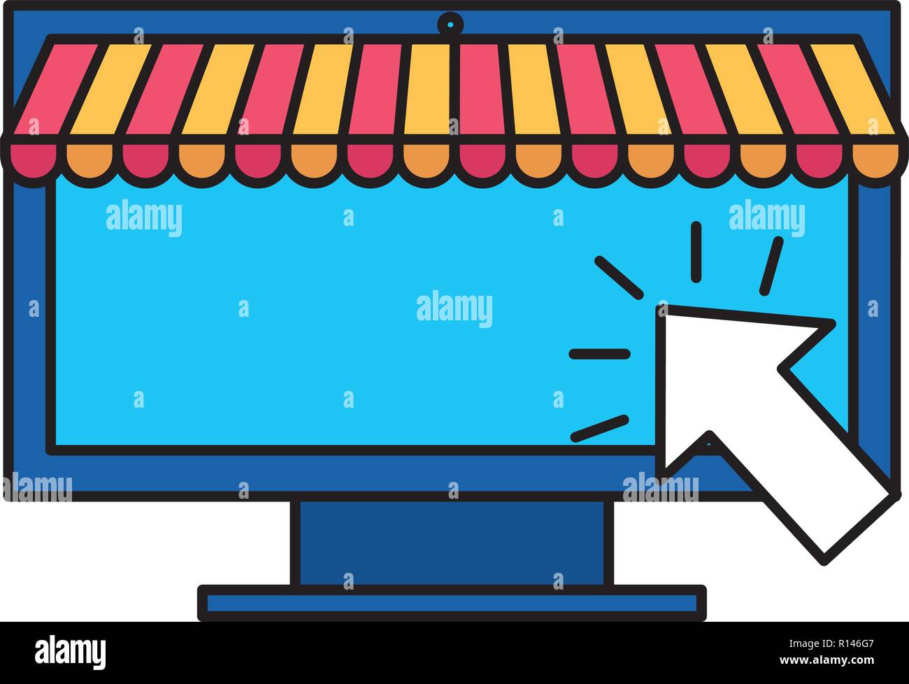 computer clicking online buying ecommerce vector illustration Stock ...