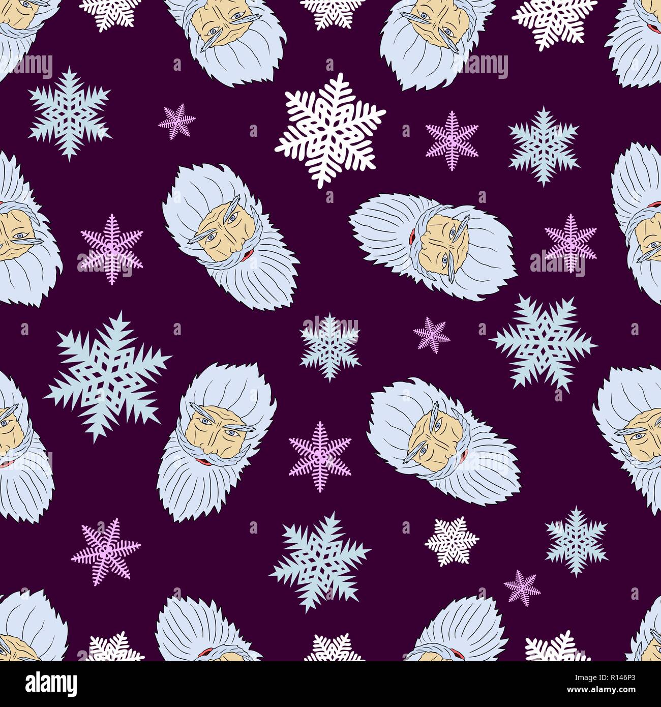 Seamless Christmas pattern of the heads of the arctic Santa Claus with ...