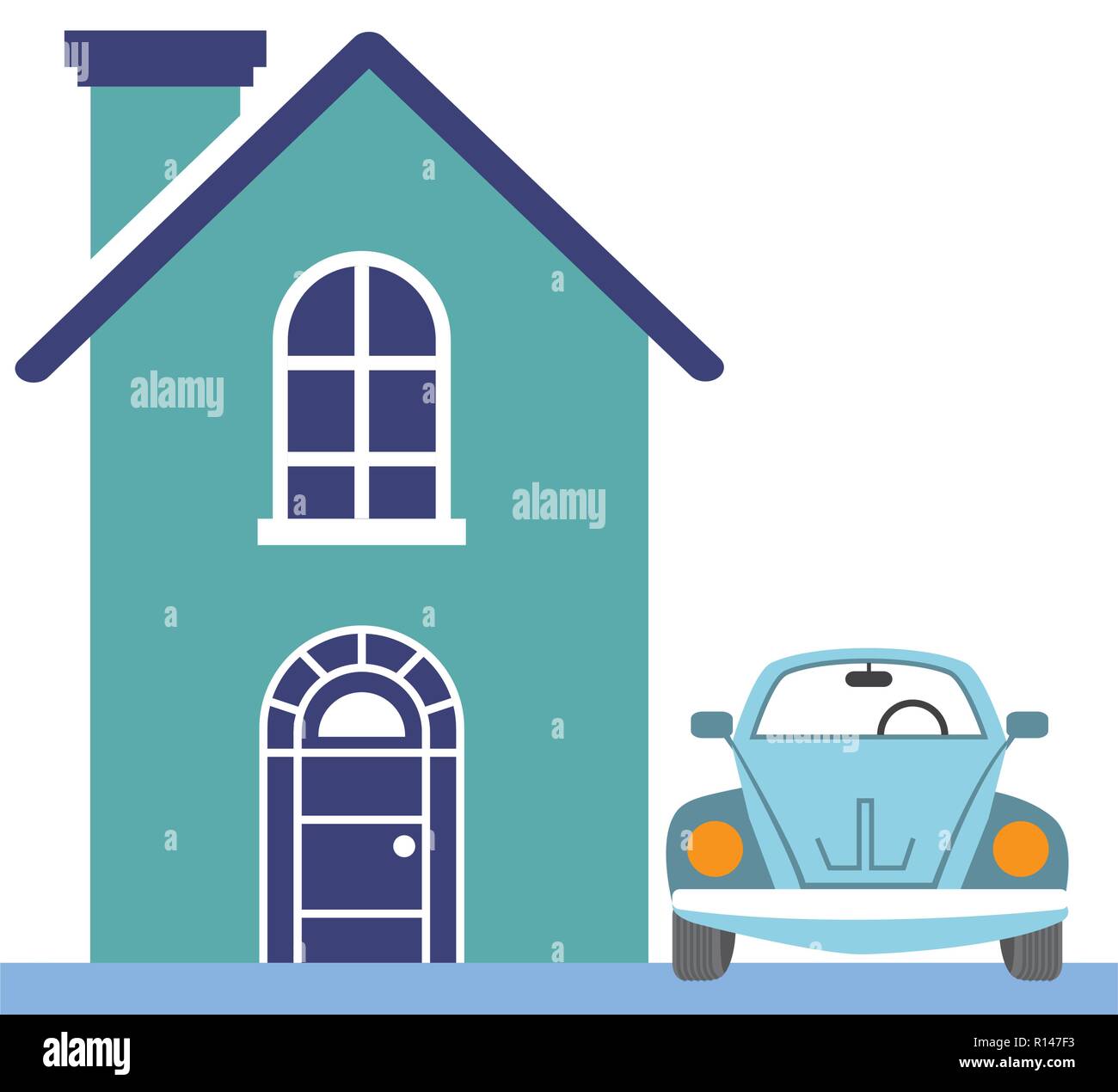 house and car on white background vector illustration Stock Vector ...