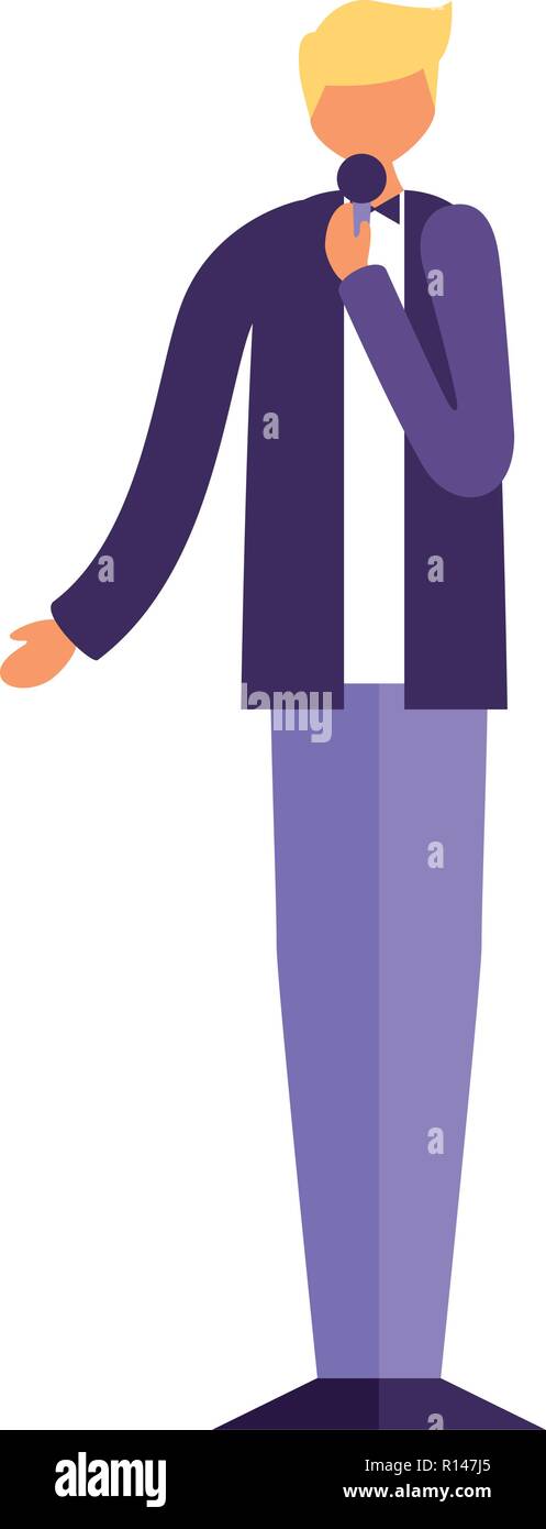 man singer standing with microphone vector illustration Stock Vector ...