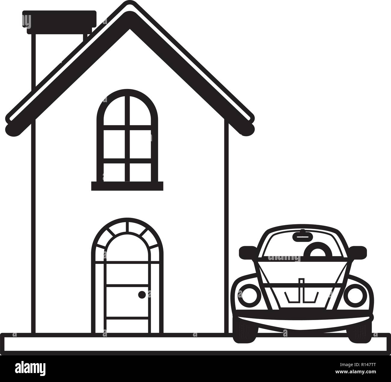 house and car on white background vector illustration Stock Vector ...