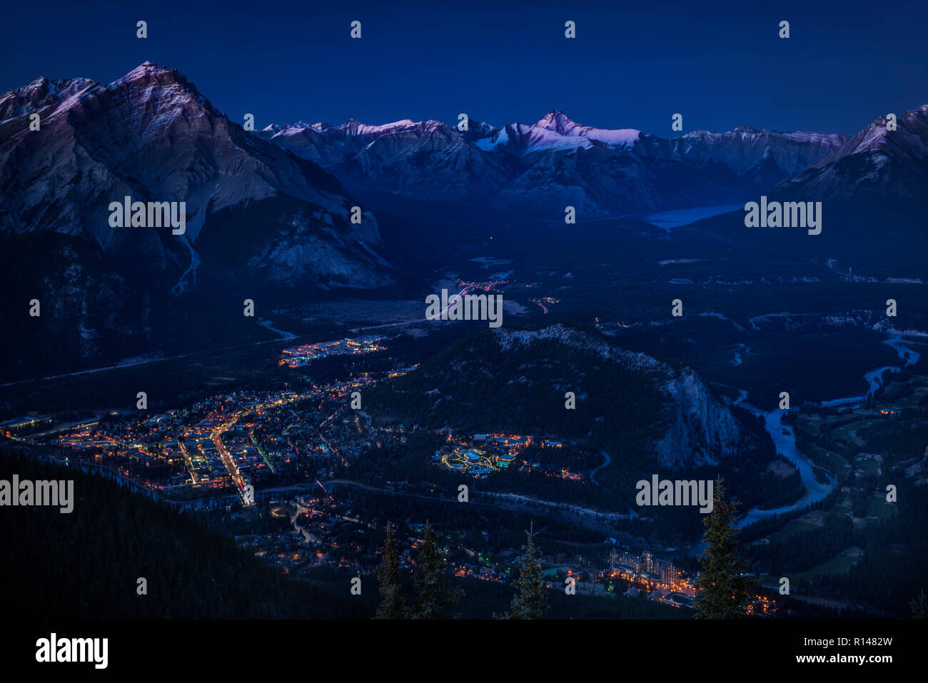 Town of Banff at Night Stock Photo - Alamy