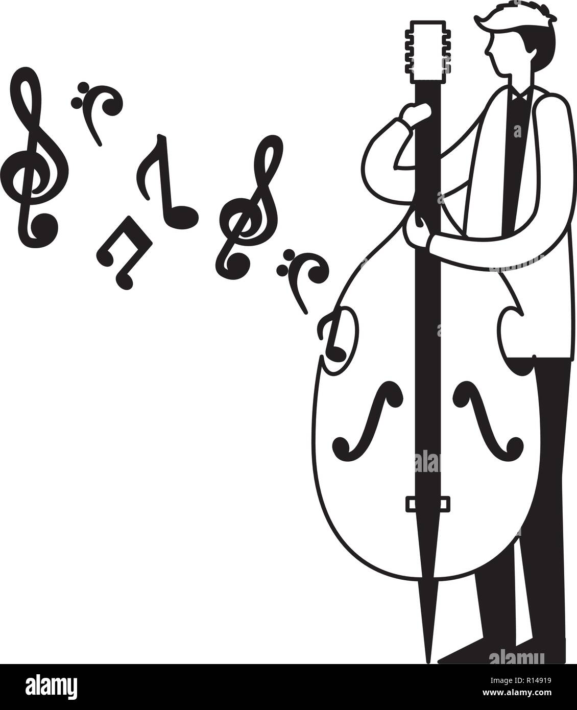 musician man playing cello instrument vector illustration Stock Vector ...
