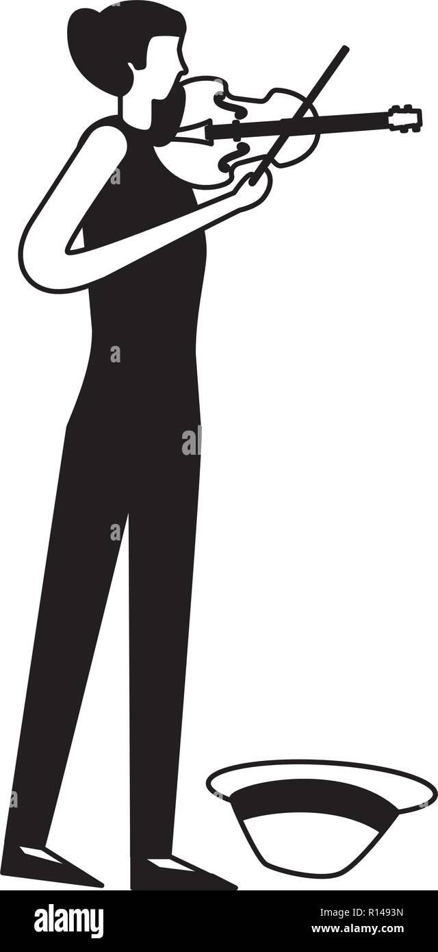 young girl musician playing violin vector illustration Stock Vector ...