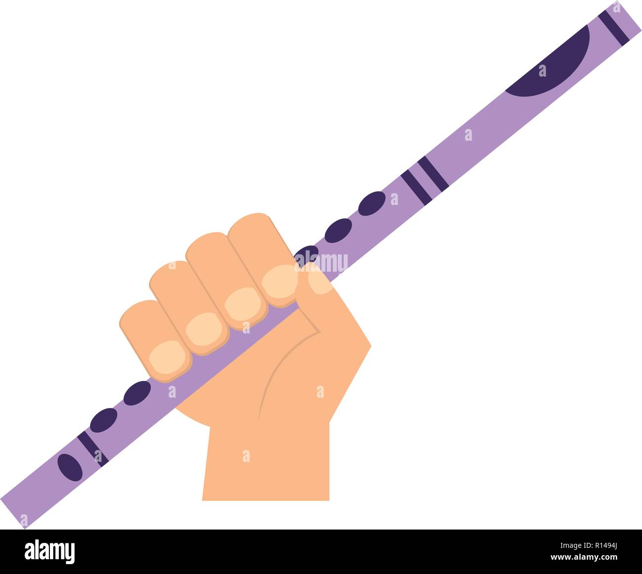 hand with flute on white background vector illustration Stock Vector ...