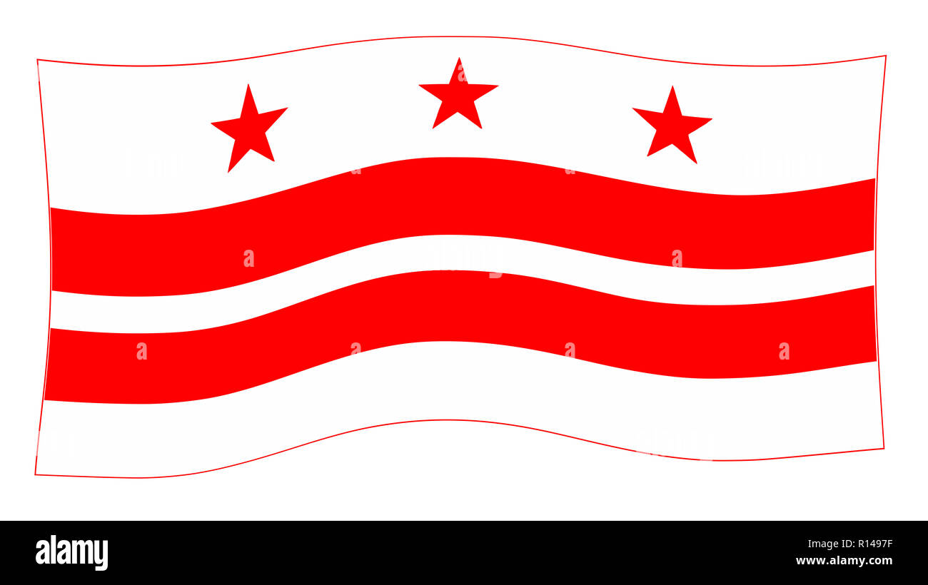 The Washington DC State Flag in red and white waving Stock Photo - Alamy