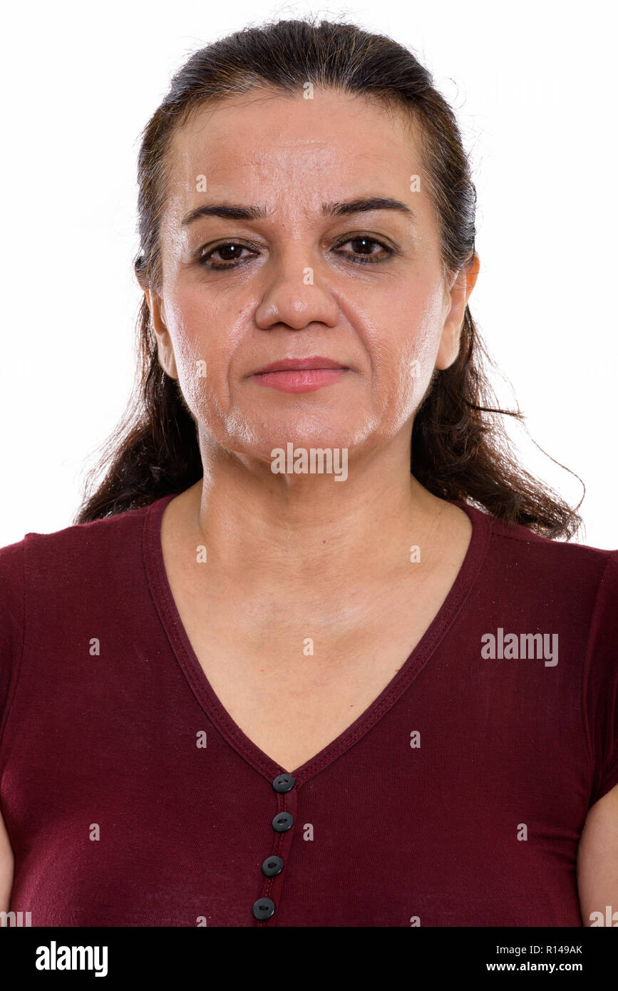 Studio shot of face of mature Persian woman Stock Photo - Alamy