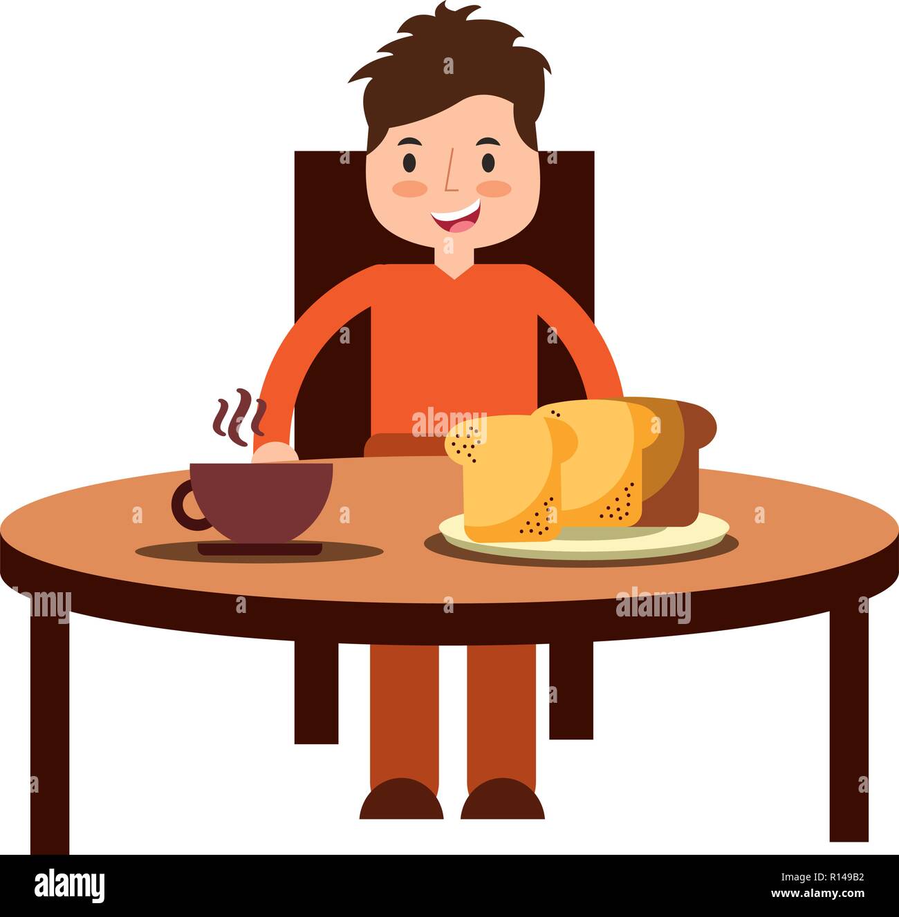 boy eating breakfast in the table vector illustration Stock Vector ...