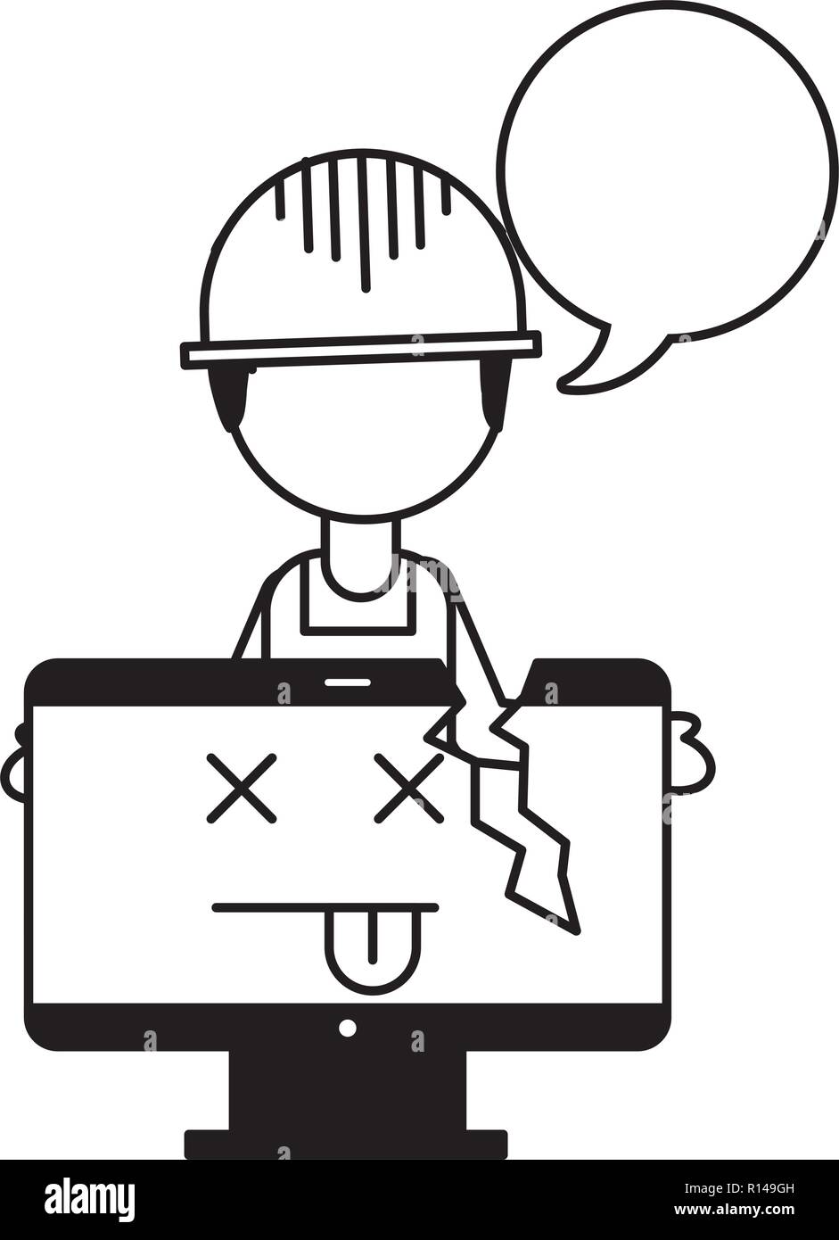 builder computer failure broken error vector illustration Stock Vector ...