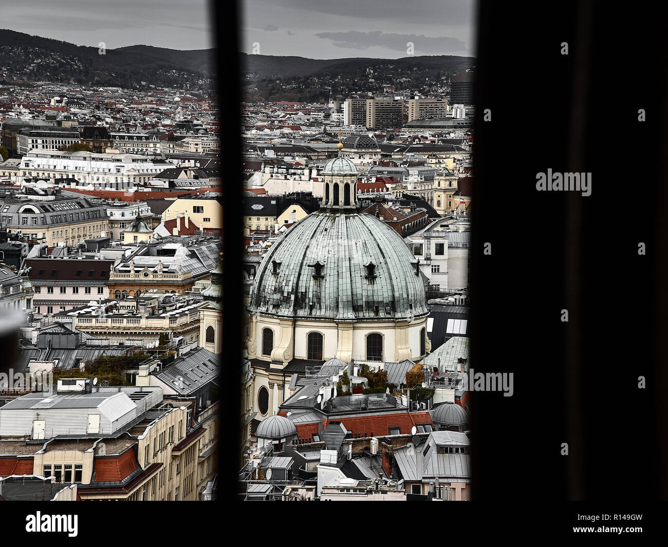 Panoramic view of Vienna city centre behind a window Stock Photo - Alamy