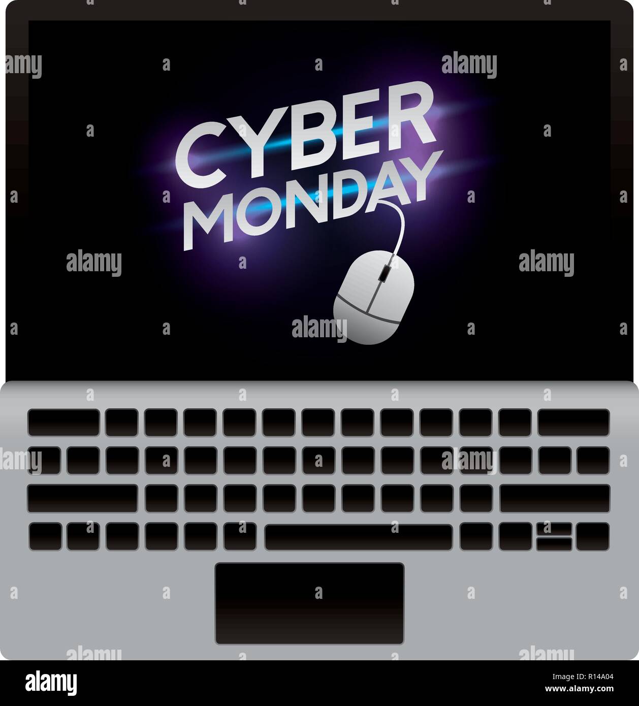 laptop mouse click cyber monday vector illustration Stock Vector Image ...