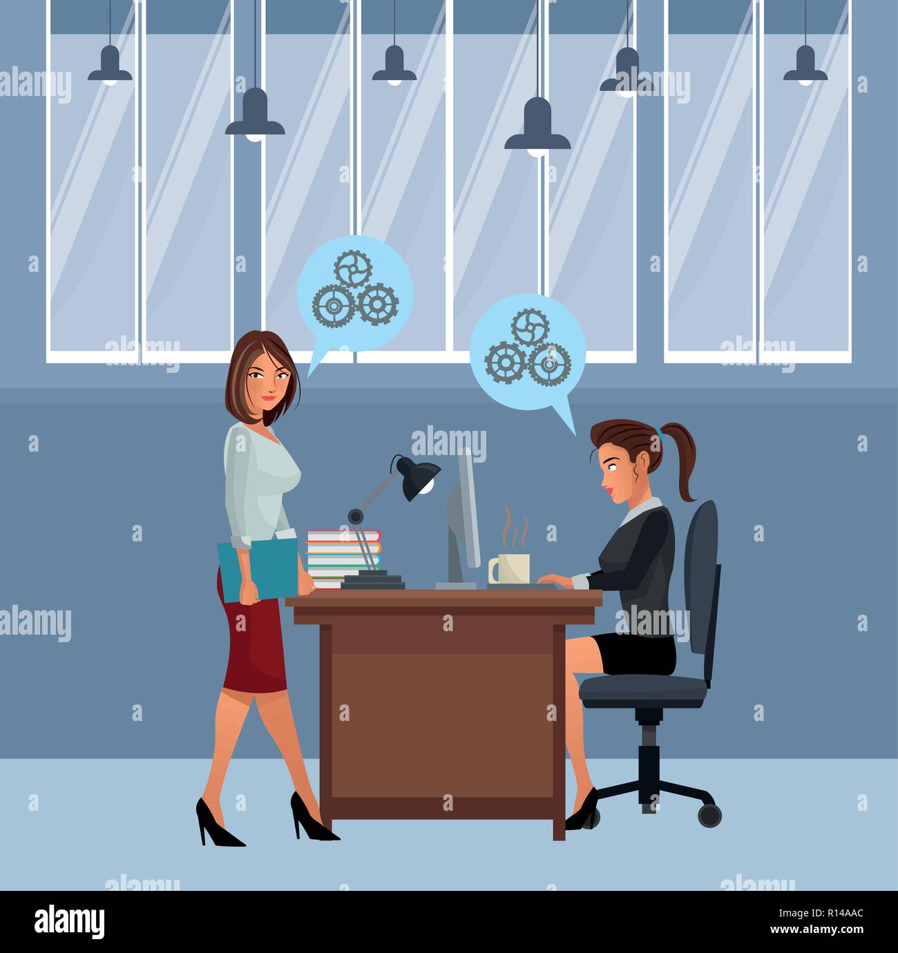 business woman coworkers cartoon Stock Vector Image & Art - Alamy