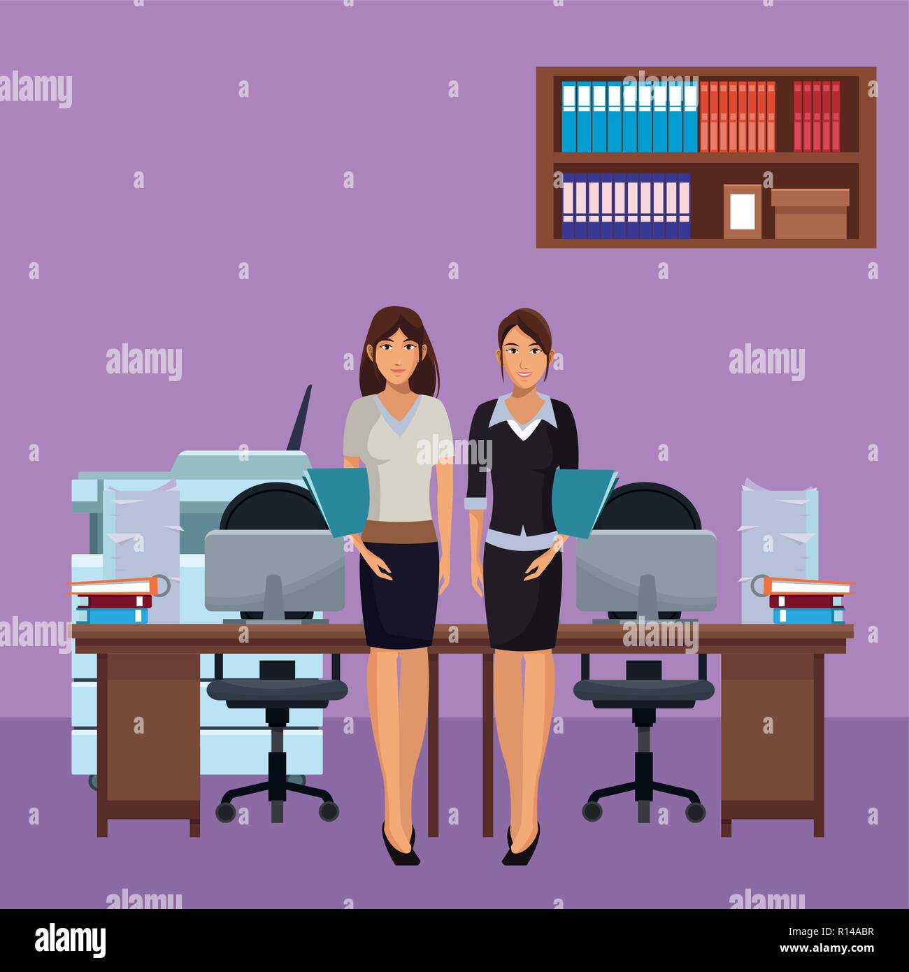 business woman coworkers cartoon Stock Vector Image & Art - Alamy