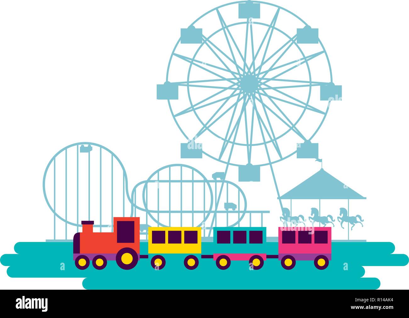 train circus fun fair carnival vector illustration Stock Vector Image ...