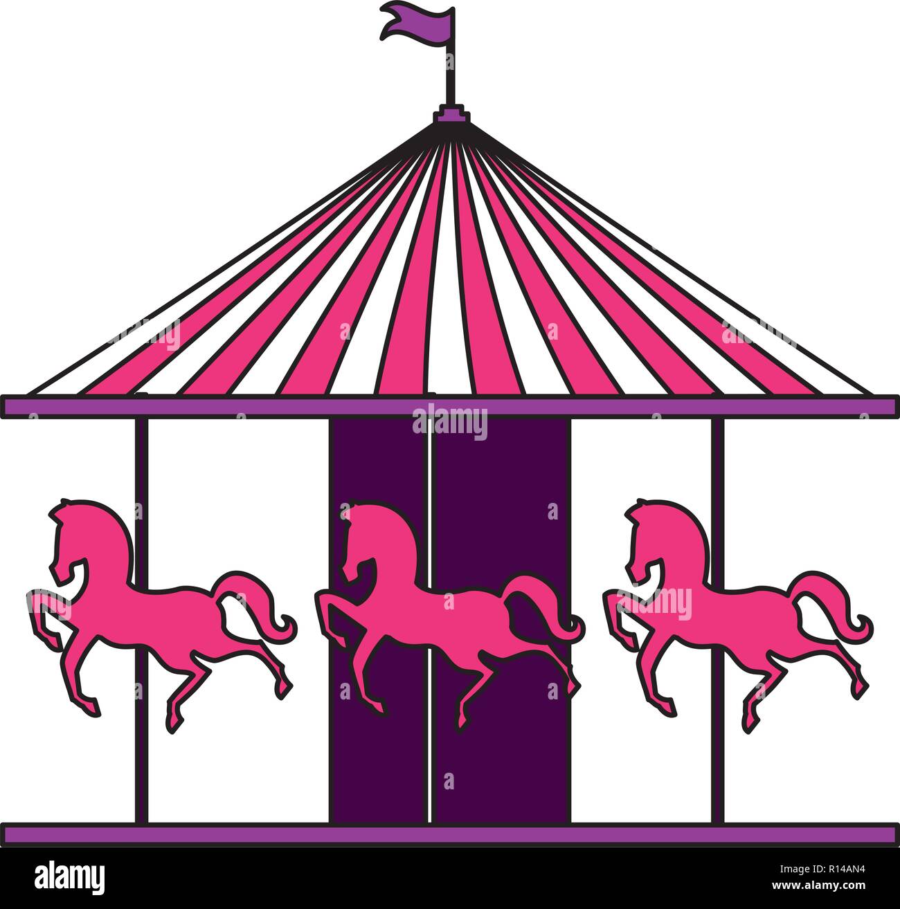 carousel horses fun fair circus carnival vector illustration Stock ...