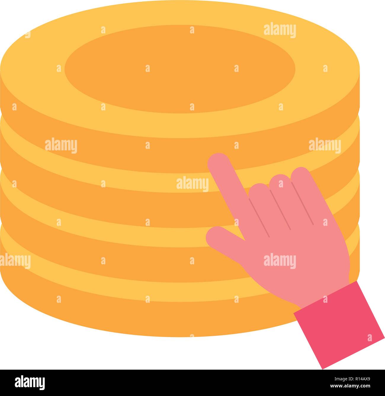hand click stack coins online shopping vector illustration Stock Vector ...