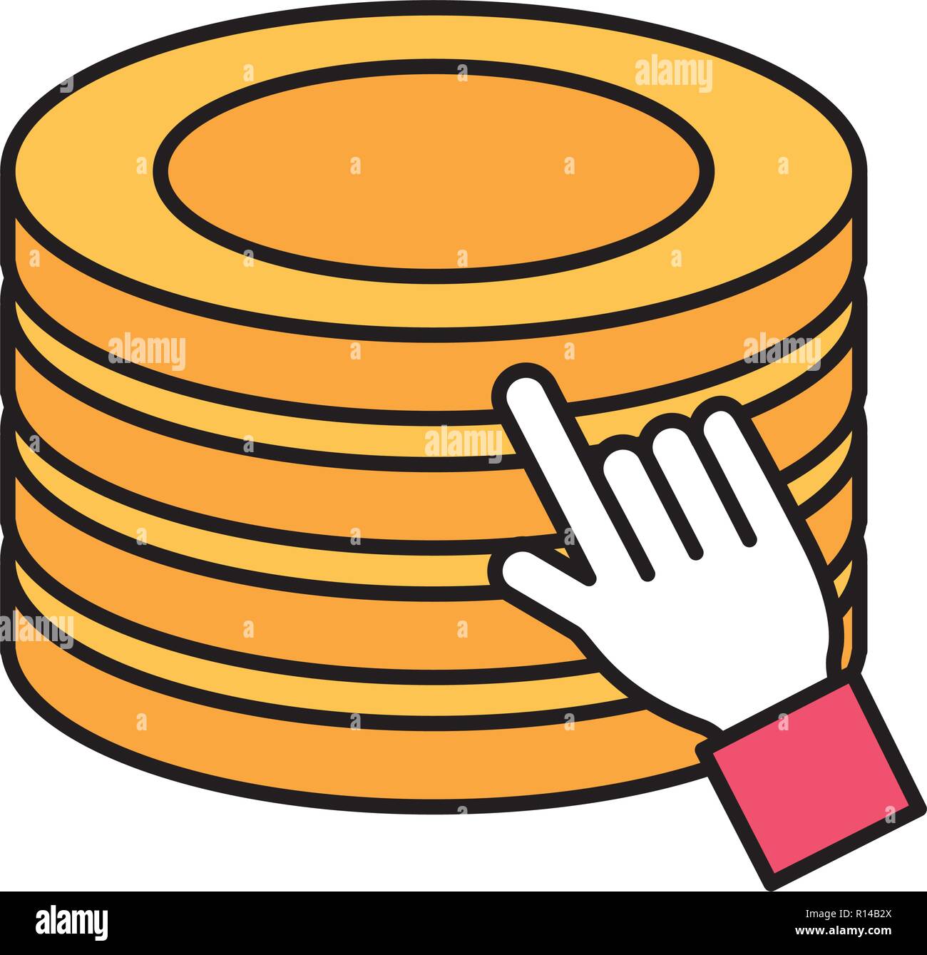 hand click stack coins online shopping vector illustration Stock Vector ...