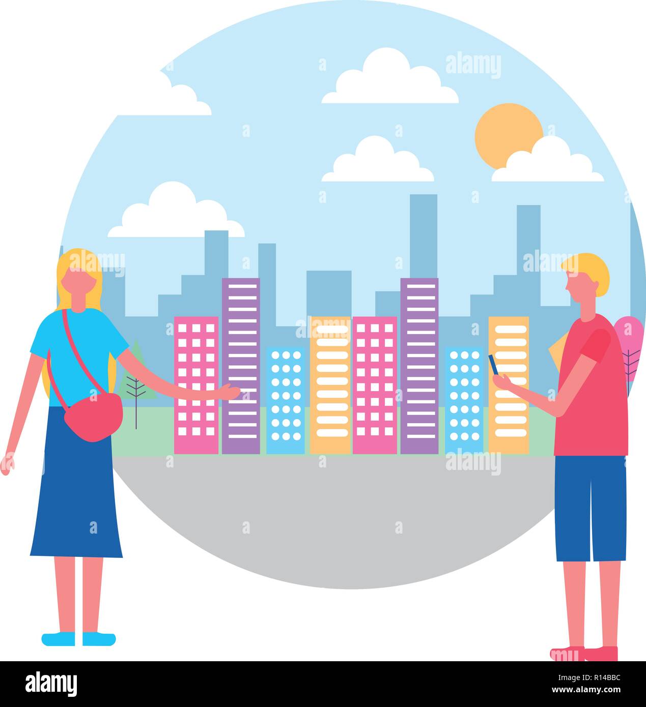 couple in the street city urban vector illustration Stock Vector Image ...