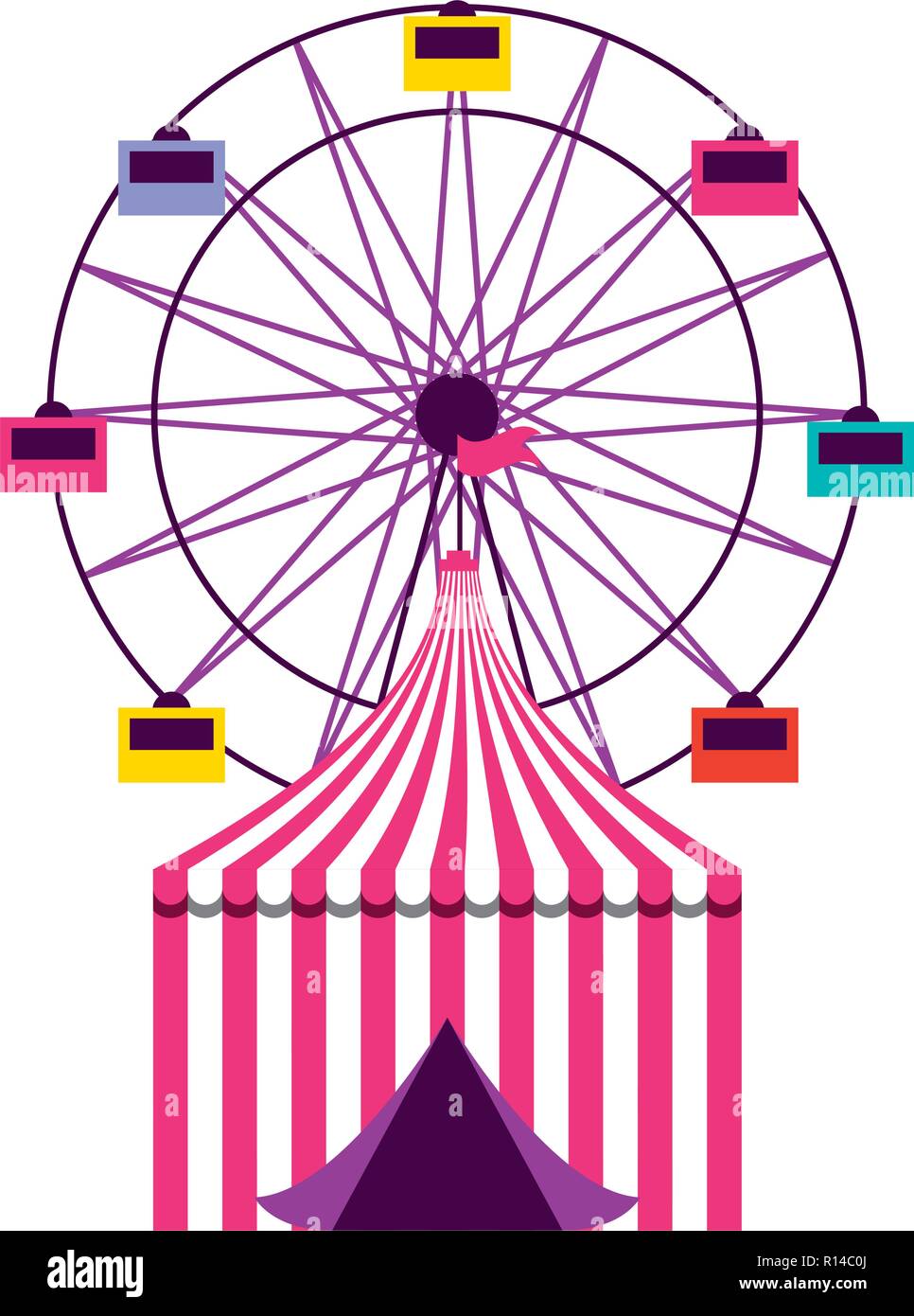 tent and ferris wheel fun fair carnival vector illustration Stock ...