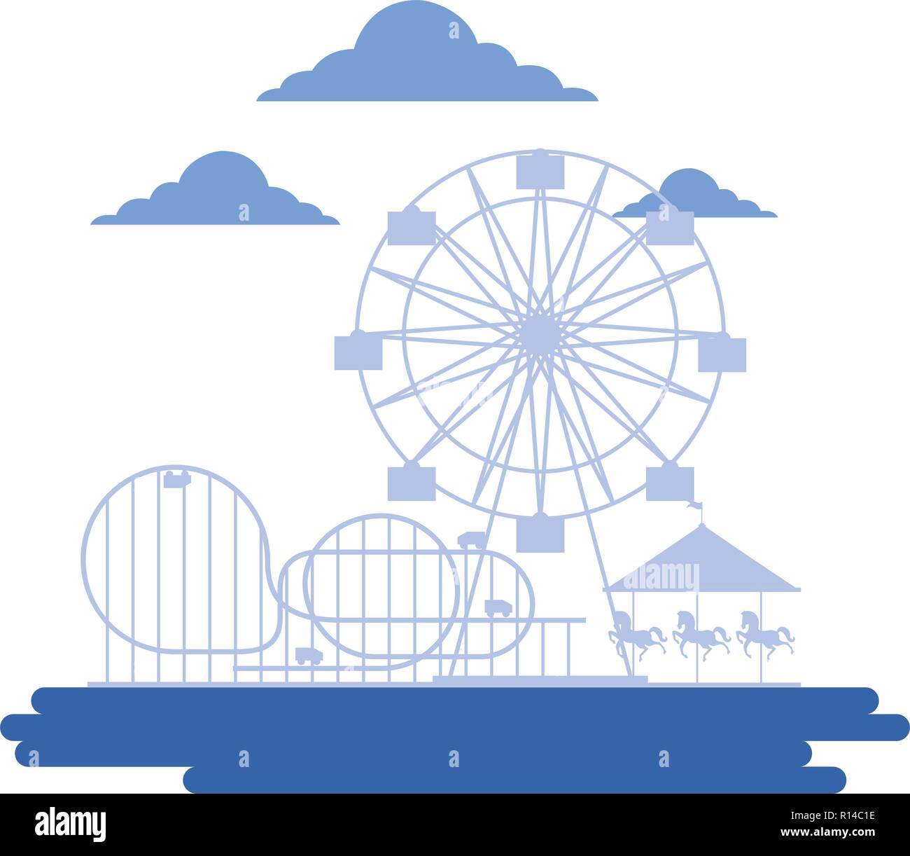 ferris wheel roller coaster fun fair carnival vector illustration Stock ...