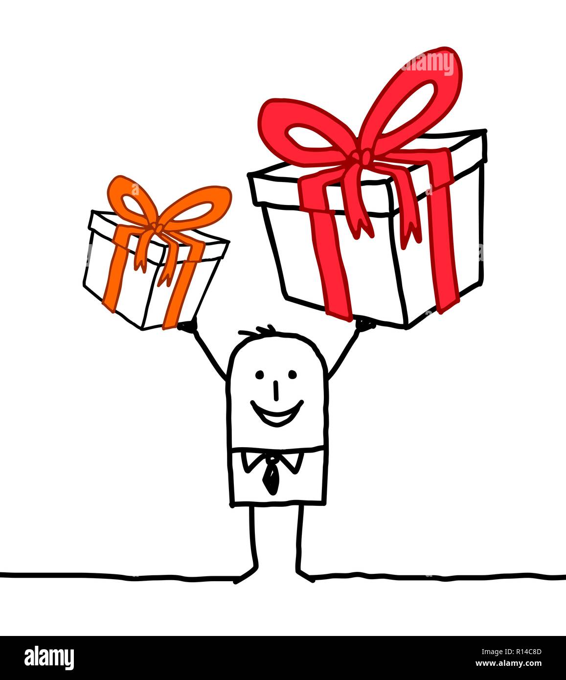 Boy give gift cartoon hi-res stock photography and images - Alamy