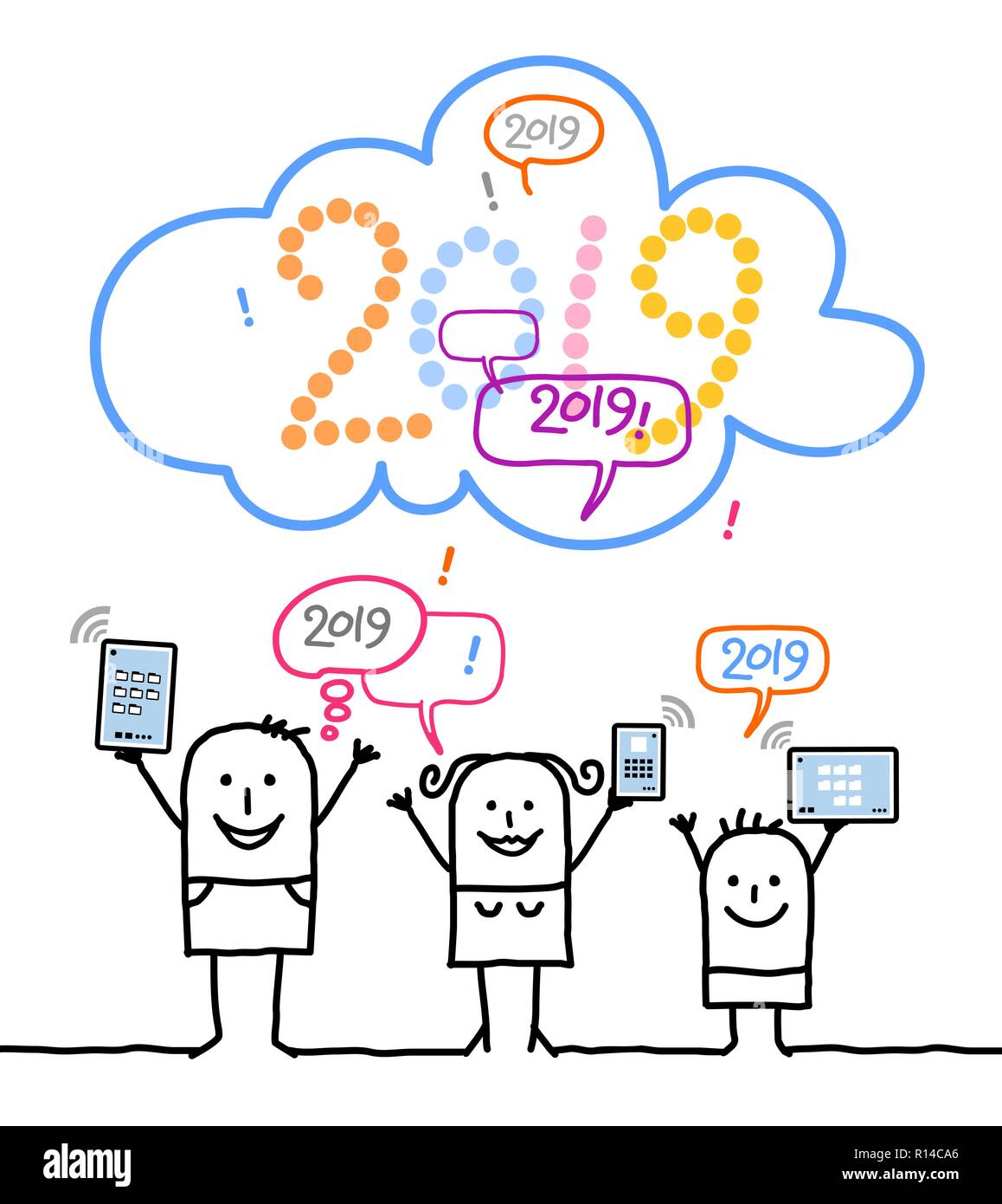 Happy family technology communication Cut Out Stock Images & Pictures ...