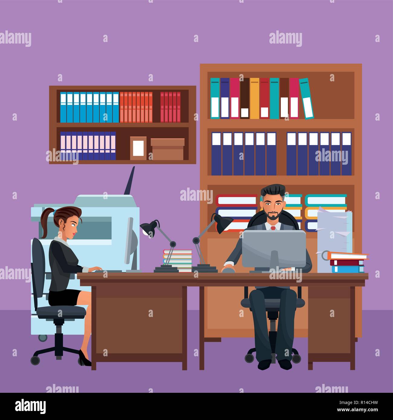 business coworkers executives cartoon Stock Vector Image & Art - Alamy