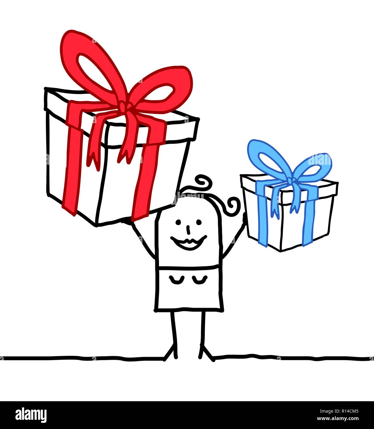 Christmas woman gift smiling Stock Vector Images - Alamy