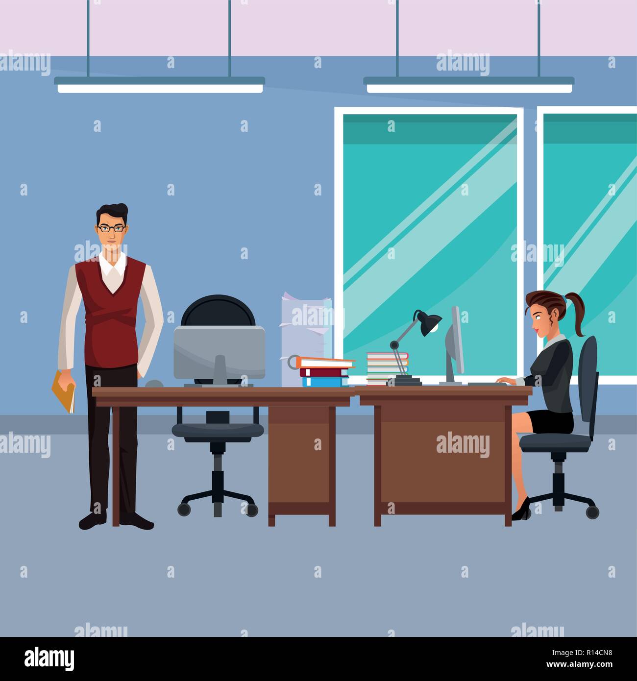 business coworkers executives cartoon Stock Vector Image & Art - Alamy