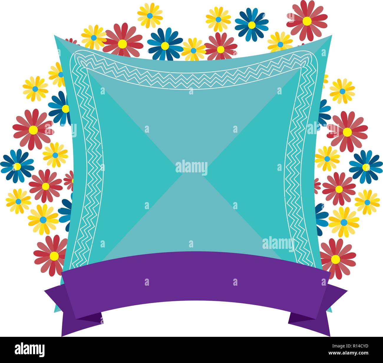 elegant frame with flowers and ribbon vector illustration design Stock ...