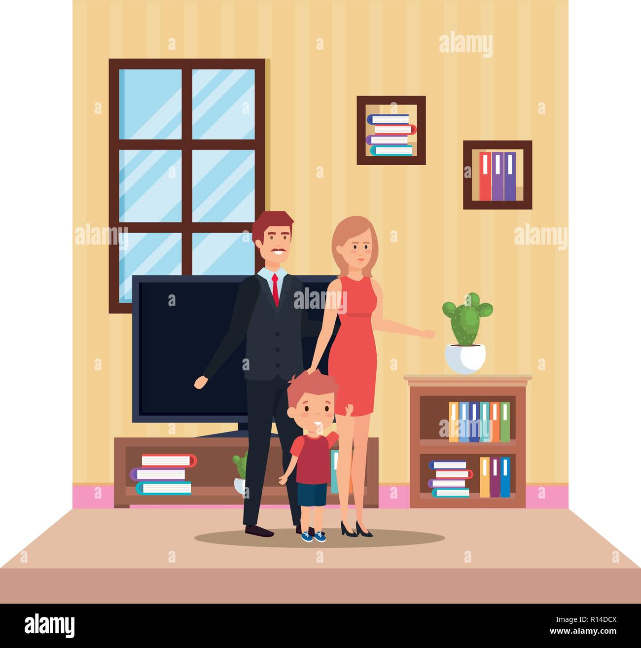 parents couple with son characters vector illustration design Stock ...