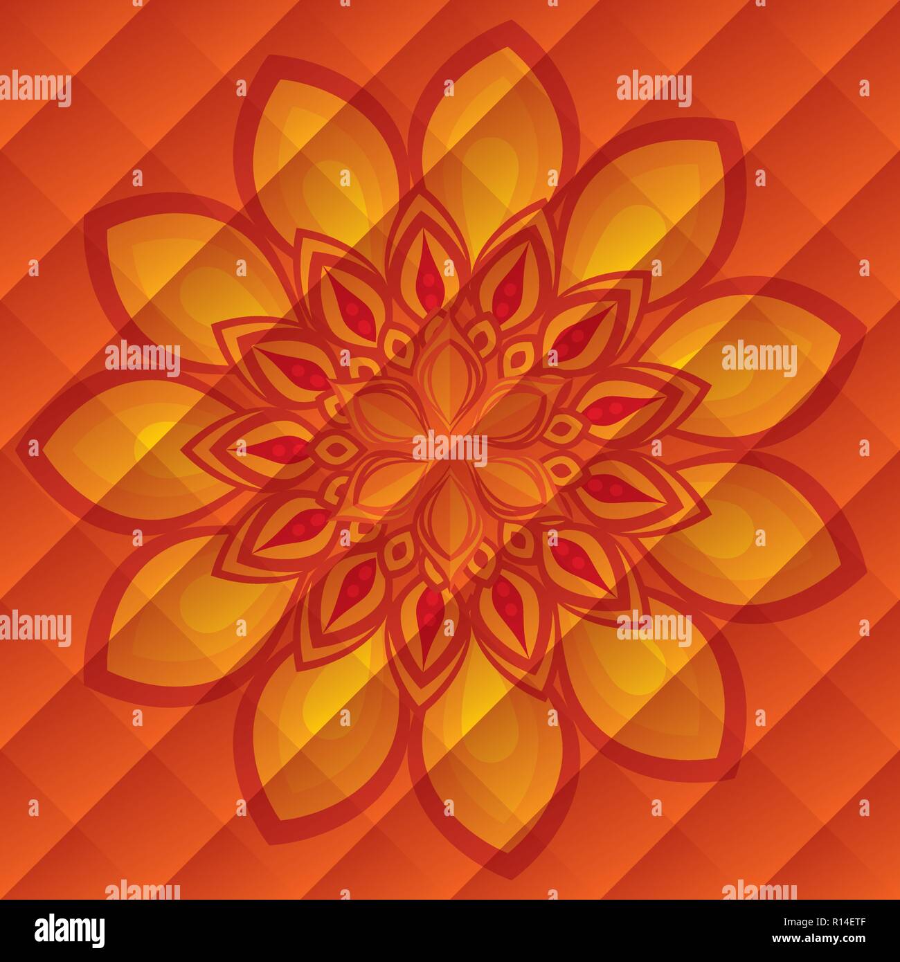 diwali flower decoration over orange background vector illustration ...