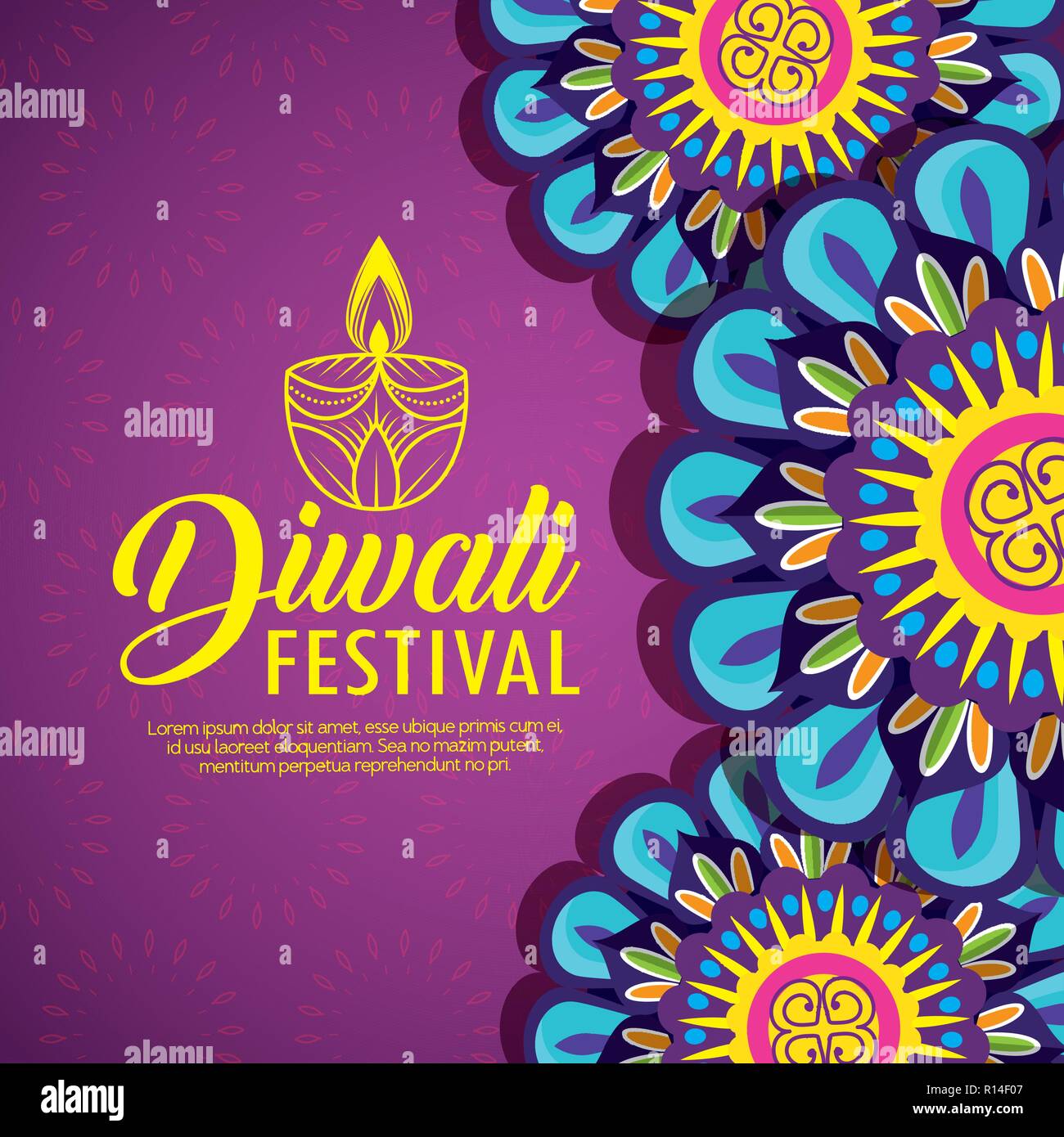 flower mandalas and candle with diwali festival vector illustration Stock Vector Image & Art - Alamy