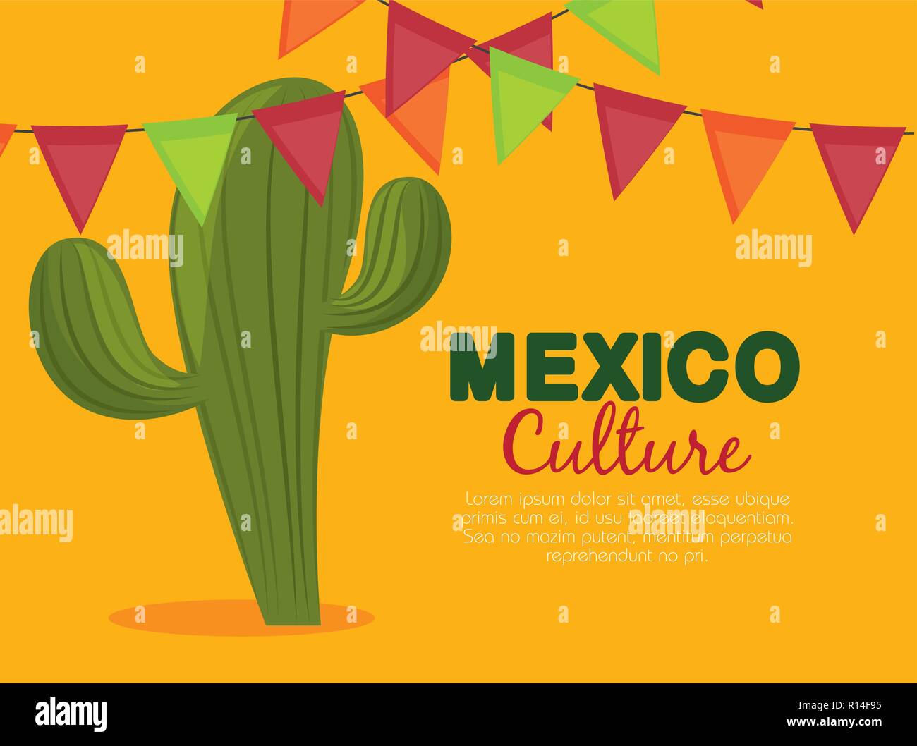 cactus and party banner to celebrate event vector illustration Stock ...