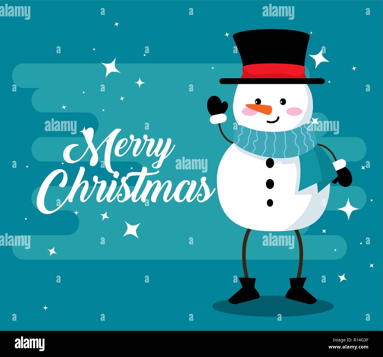 snowman with arms and legs to merry christmas vector illustration Stock ...